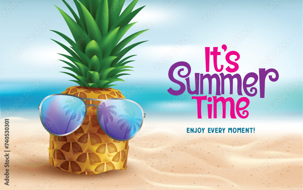 Summertime greeting text vector design. It's summer time greeting with ...
