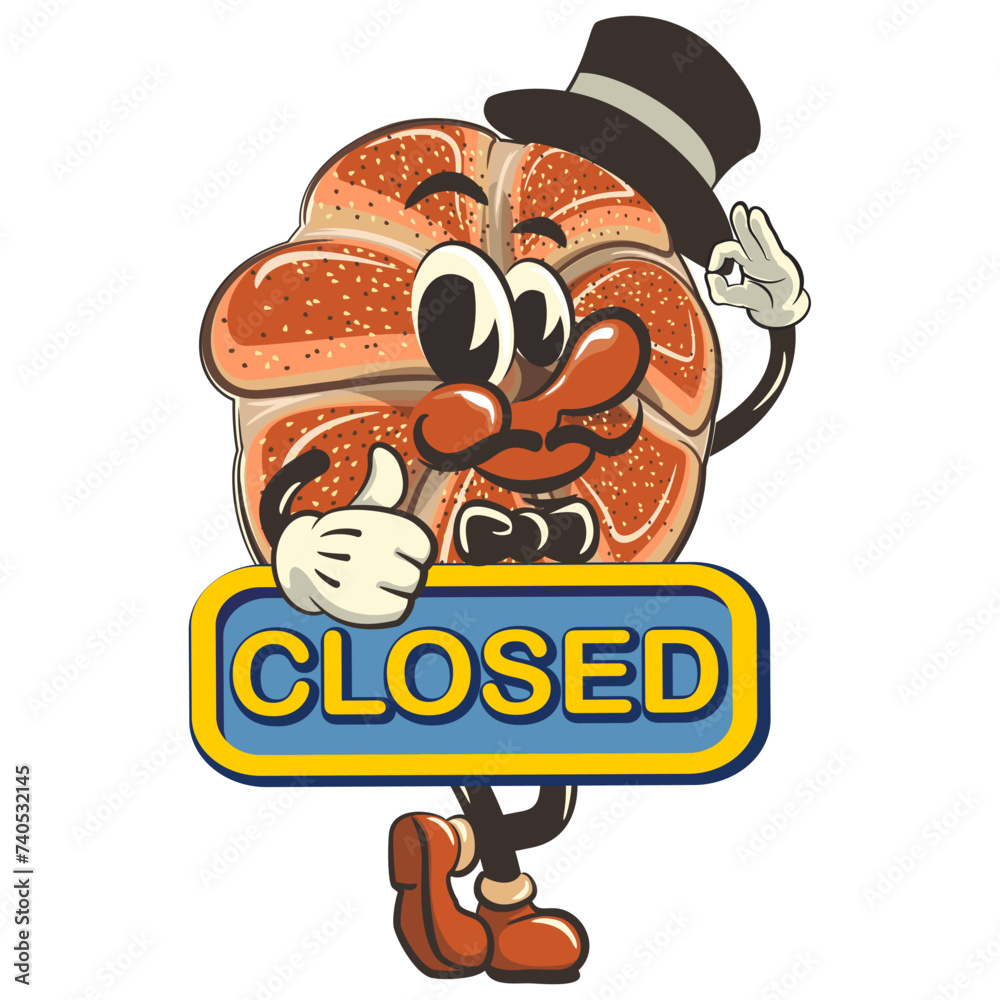 vector isolated clip art illustration of cute bagel rolls mascot ...