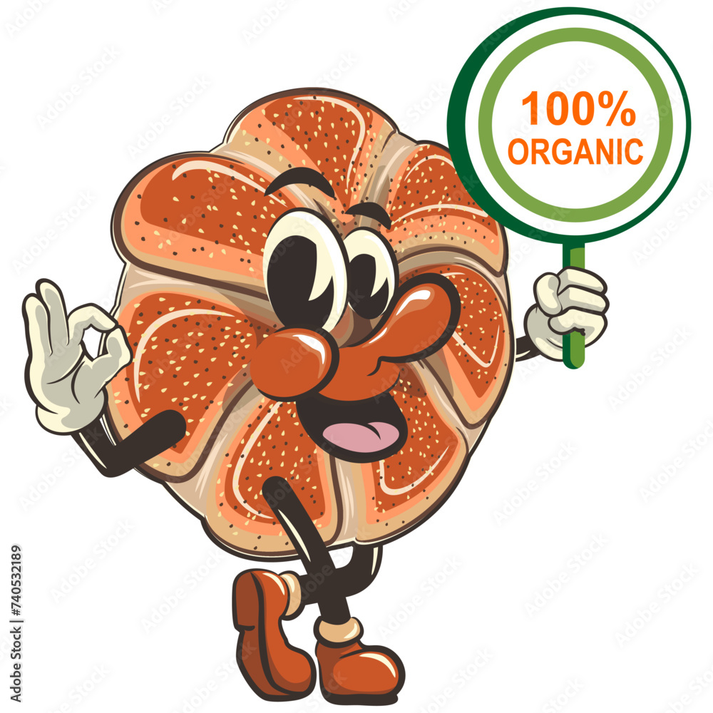 vector isolated clip art illustration of cute bagel rolls mascot ...