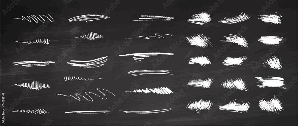 Hand-drawn vector brush underline element set for accent, crayon ...