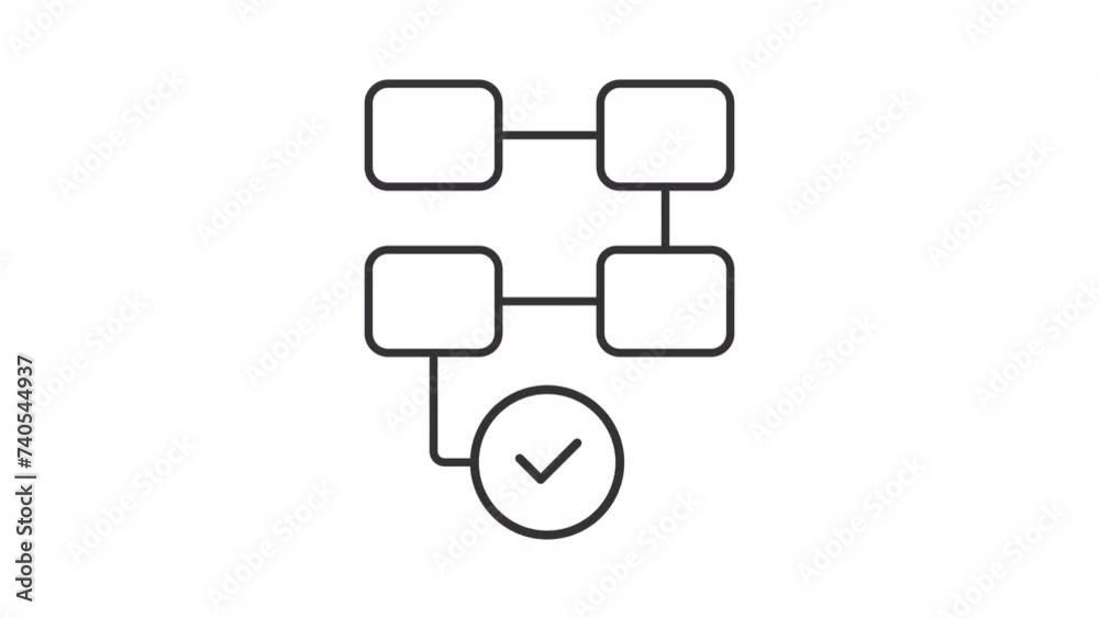 Animated workflow chart icon. Algorithm line animation. Quality control ...