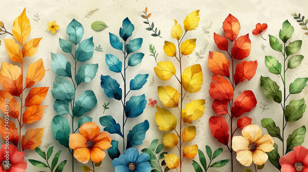 Natural leaf and flower patterns transparent overlays for fresh organic ...