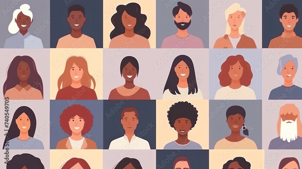 Vector illustration of a multi-ethnic and multi-generational group of ...