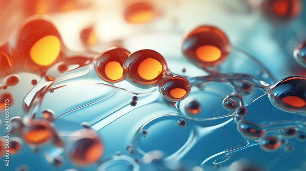 Scientific image of cell membrane. Macro up of liquid substances ...