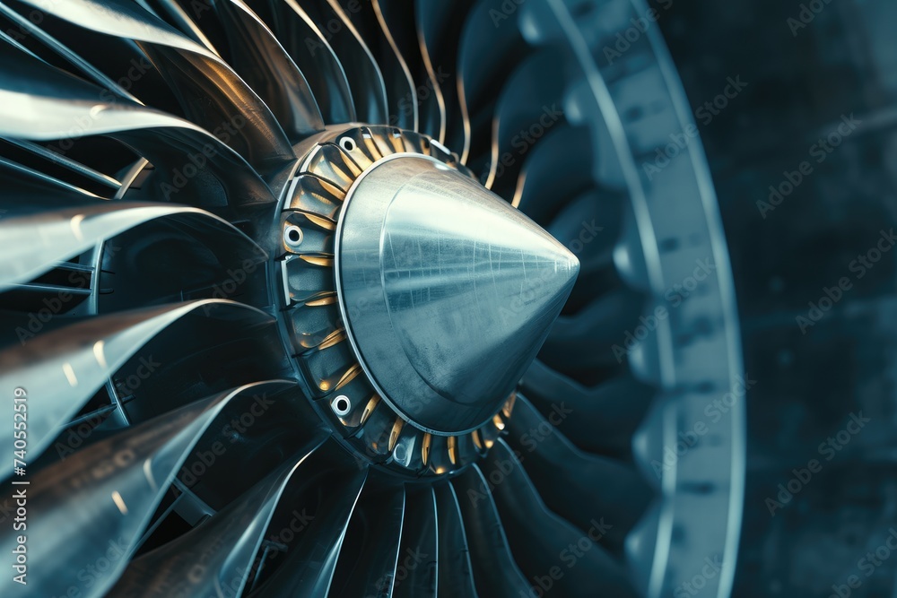 The close up view captures the rotating blades and intense flames of a ...