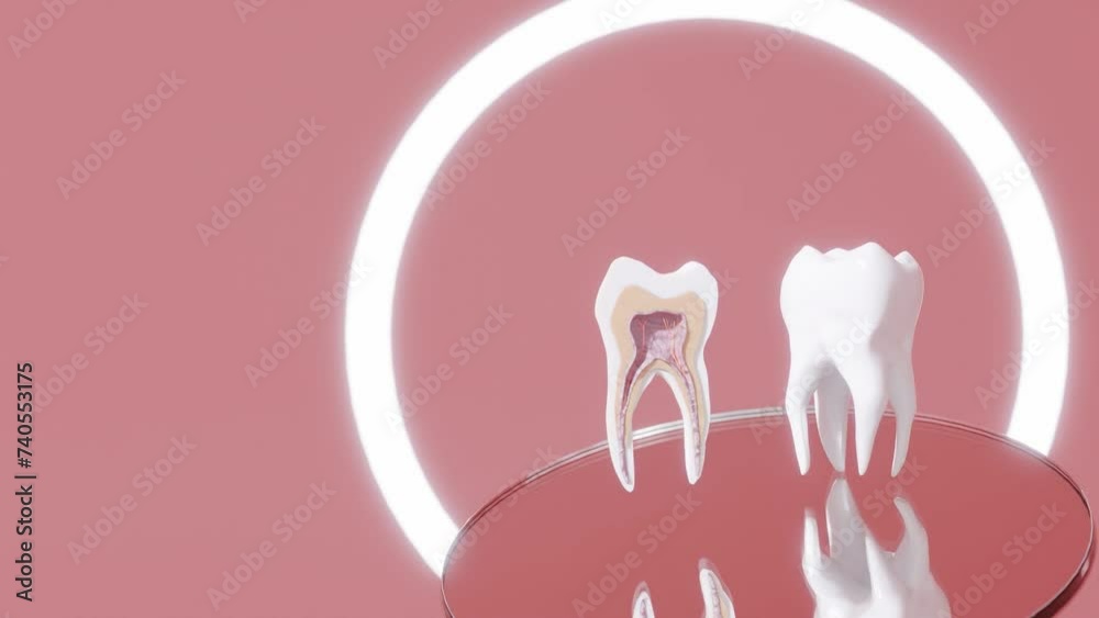 Cross section of tooth rotating in dentist studio healthcare prevention ...