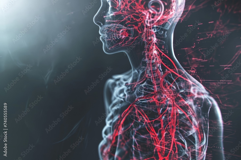 A computer-generated image of a realistic male human body showcasing ...