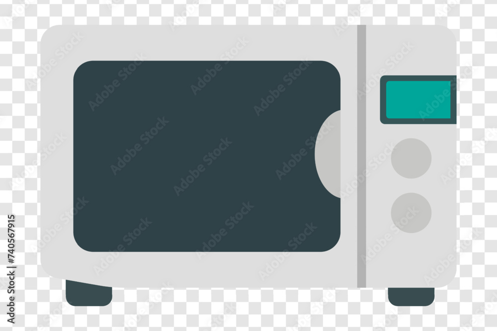 Microwave with timer on monitor line icon. Oven, food, waves, heating ...