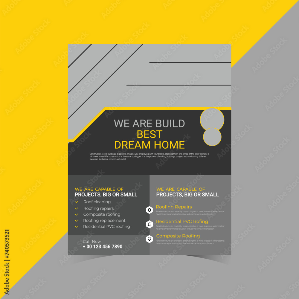 Modern and clean construction flyer design, a4 poster, a4 brochure ...