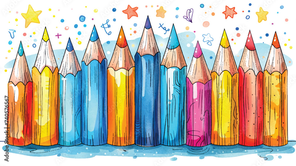 Doodle Pencil Theme, Pen Crayon Cute Vector Background Wallpaper ...
