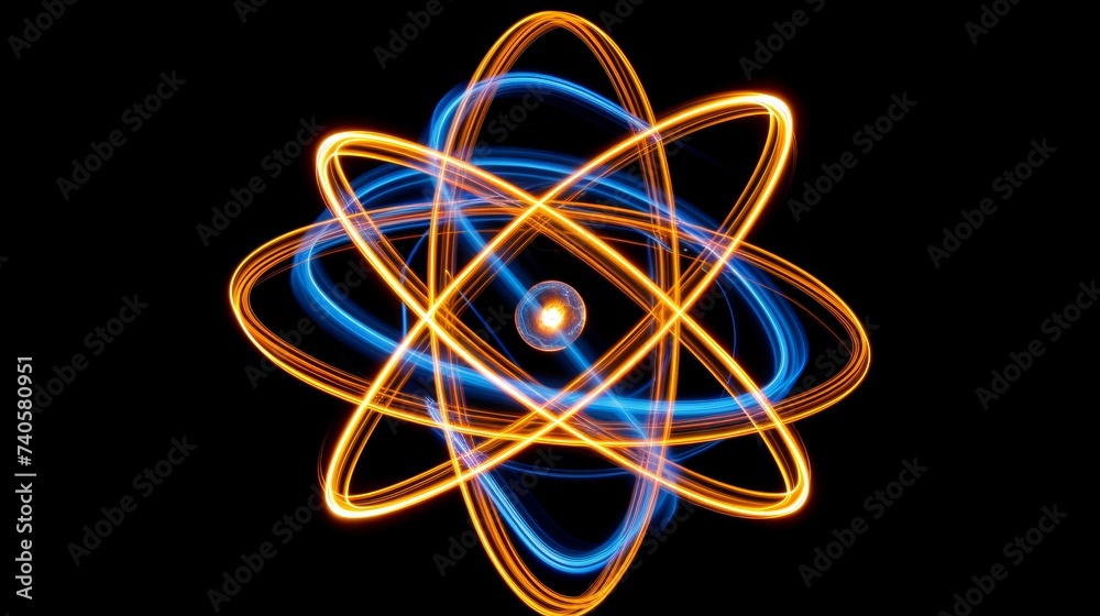 Subatomic proton particle collision creating nuclear fusion in scientific research experiment ...