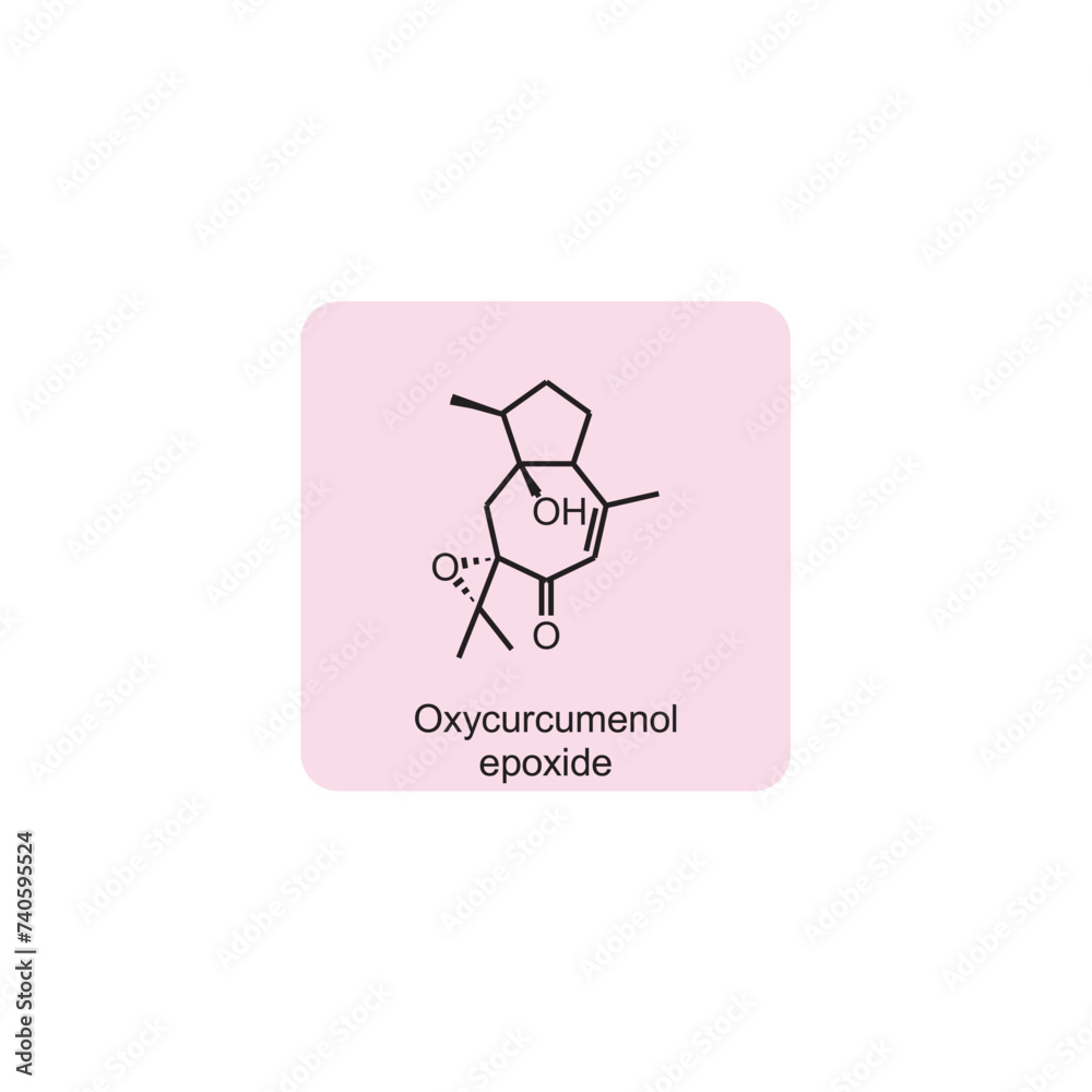 Oxycurcumenol epoxide skeletal structure diagram.Sesquiterpene compound ...