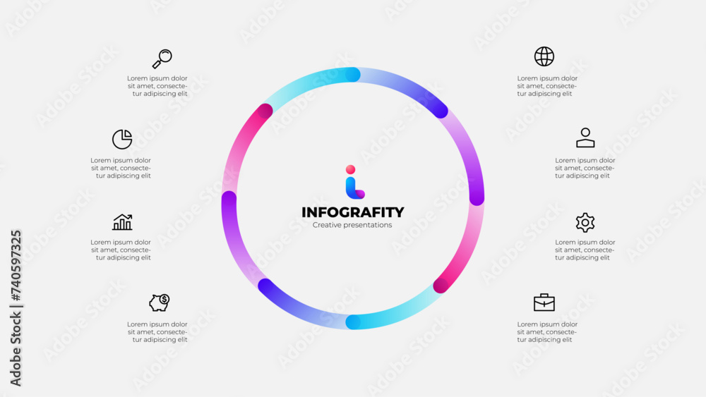 Cycle gradient diagram divided into 8 options of business project ...