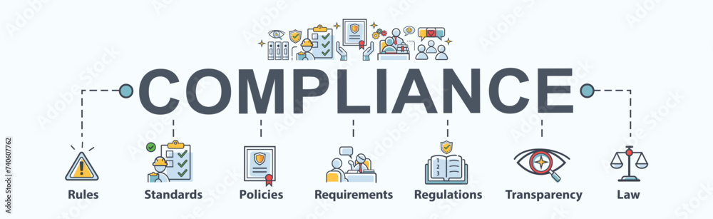 Compliance banner web icon vector illustration concept for rules ...