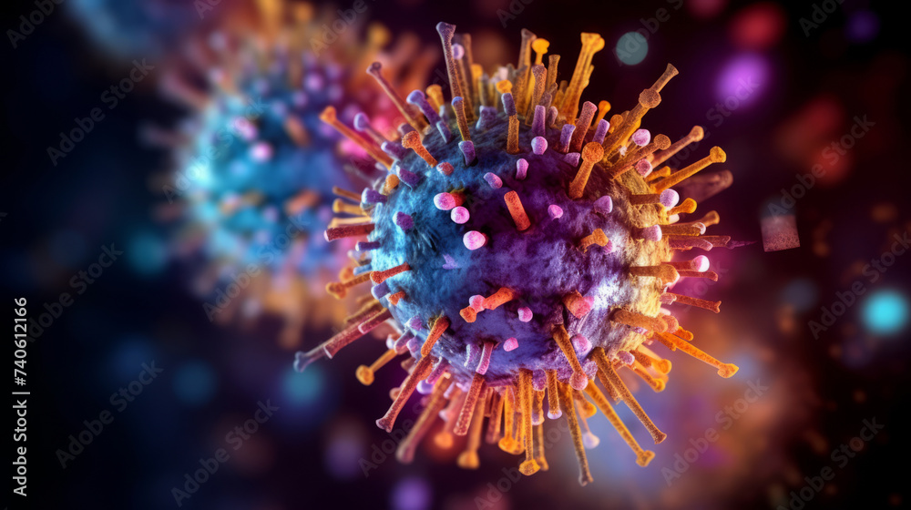 abstract representation of a virus particle, reflecting the ongoing ...