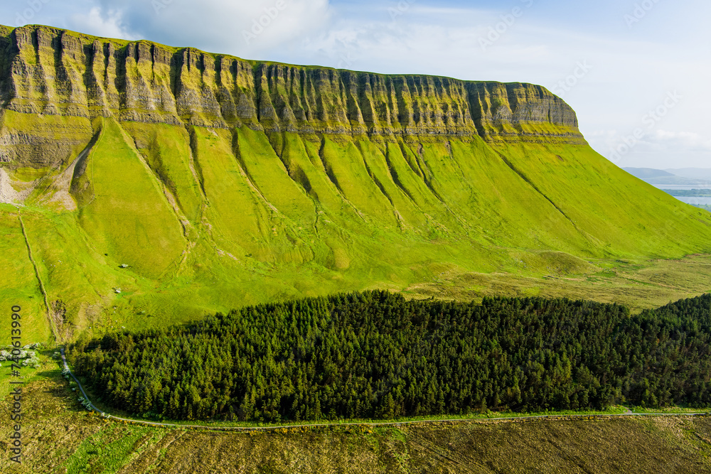 Aerial view of Benbulbin, aka Benbulben or Ben Bulben, iconic landmark ...