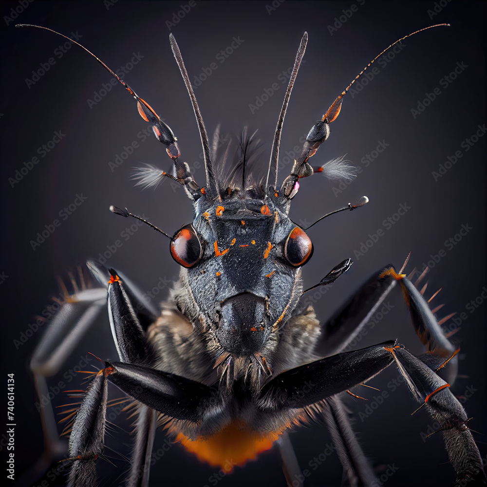 Extreme Close-Up of an Assassin Bug with Vivid Details in Studio Stock ...