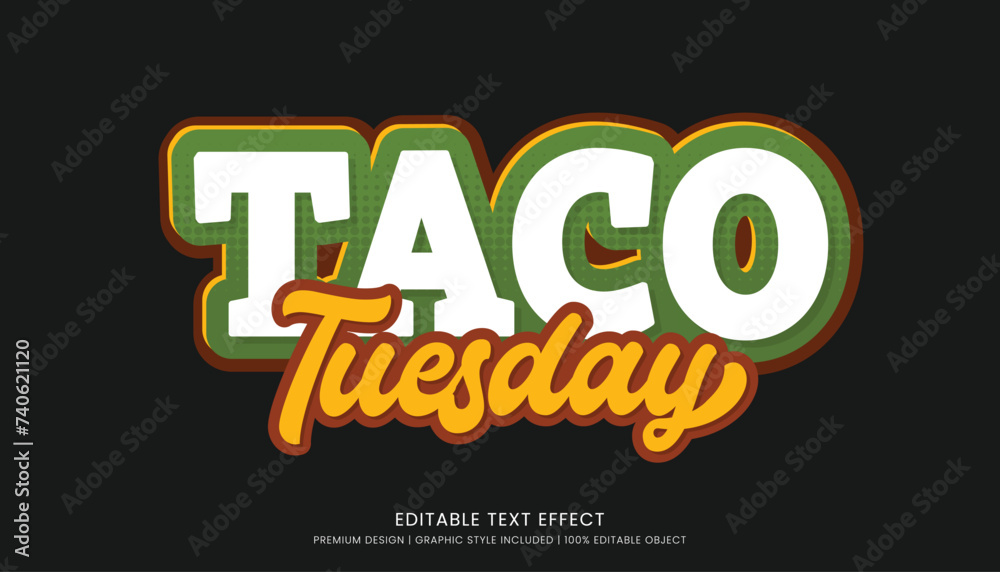 taco tuesday mexican food editable 3d text effect template bold ...