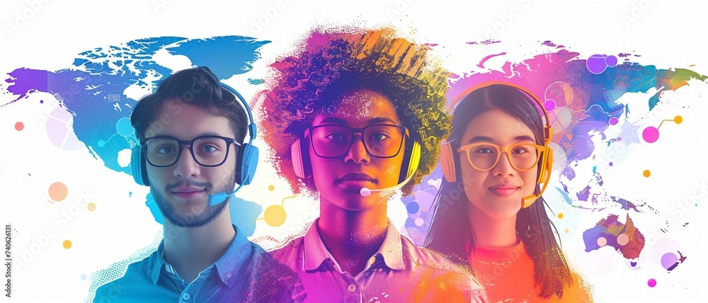 diverse team of customer support agents collaborating across different ...