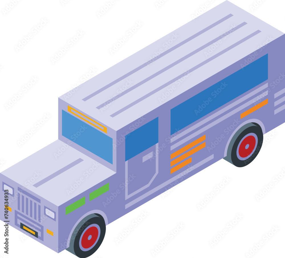 Filipino jeepney icon isometric vector. Automobile tourism. Bus vehicle ...
