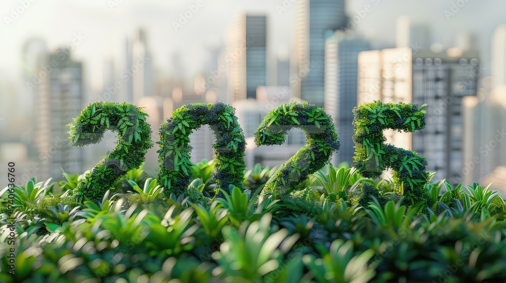 2025 Year Text Formed from Plants, Symbolizing a Concept for Lower ...