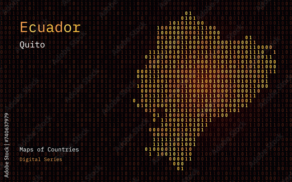 Ecuador Map Shown in Binary Code Pattern. TSMC. Matrix numbers, zero ...