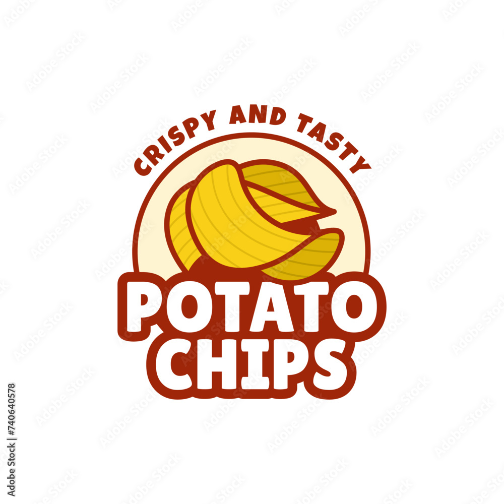 Logo Potato chips, Food and Snack logo with Simple Potato Cartoon ...