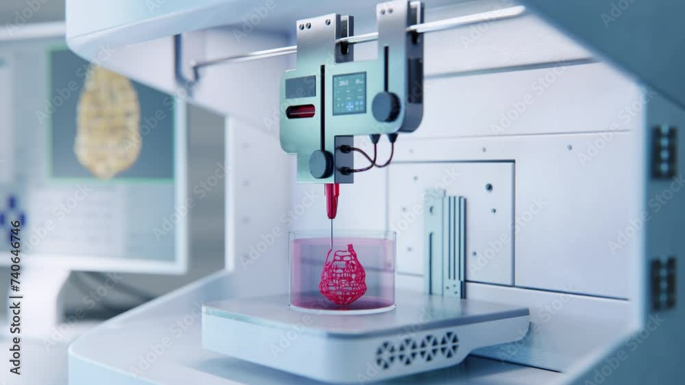 Vidéo Stock Medical Laboratory Bioprinting a 3D Organ. Advanced Machine ...