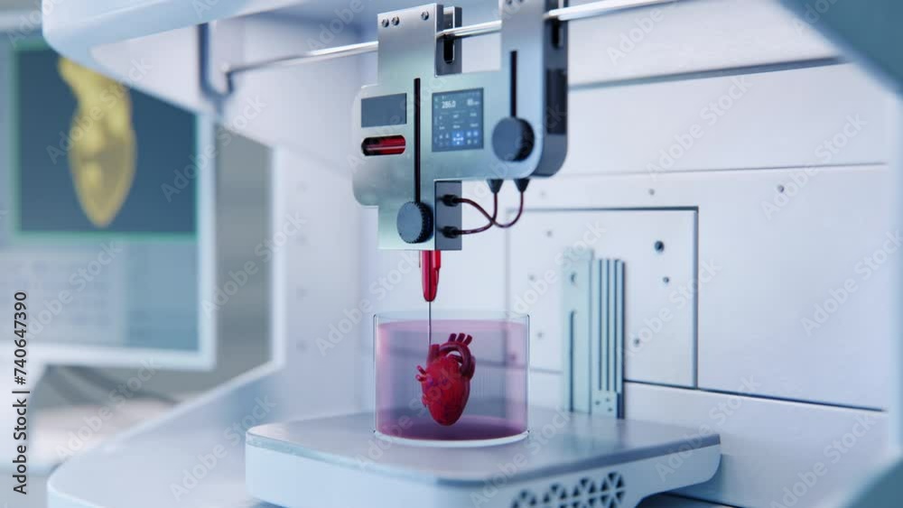 Vidéo Stock Science Laboratory Bioprinting a 3D Human Heart. Advanced ...