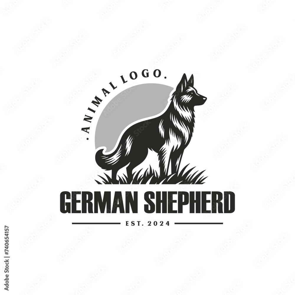 German shepherd logo design vector illustration, k9 police dog Stock ...
