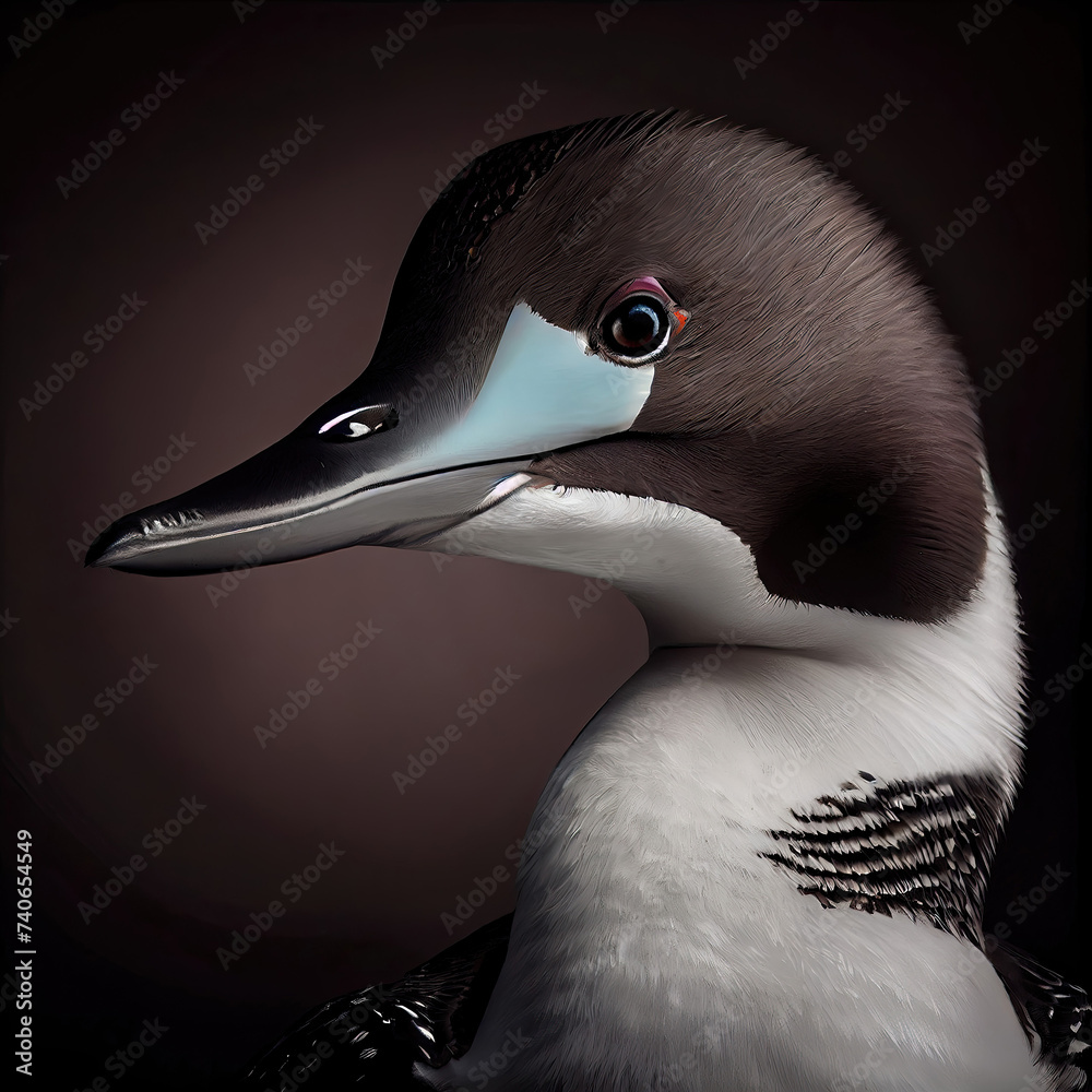 Close-Up Common Loon Portrait with Artistic Studio Lighting Stock Photo ...
