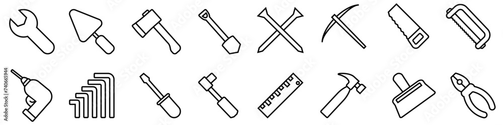 Tools icon vector set. Inventory illustration sign collection. Repair ...