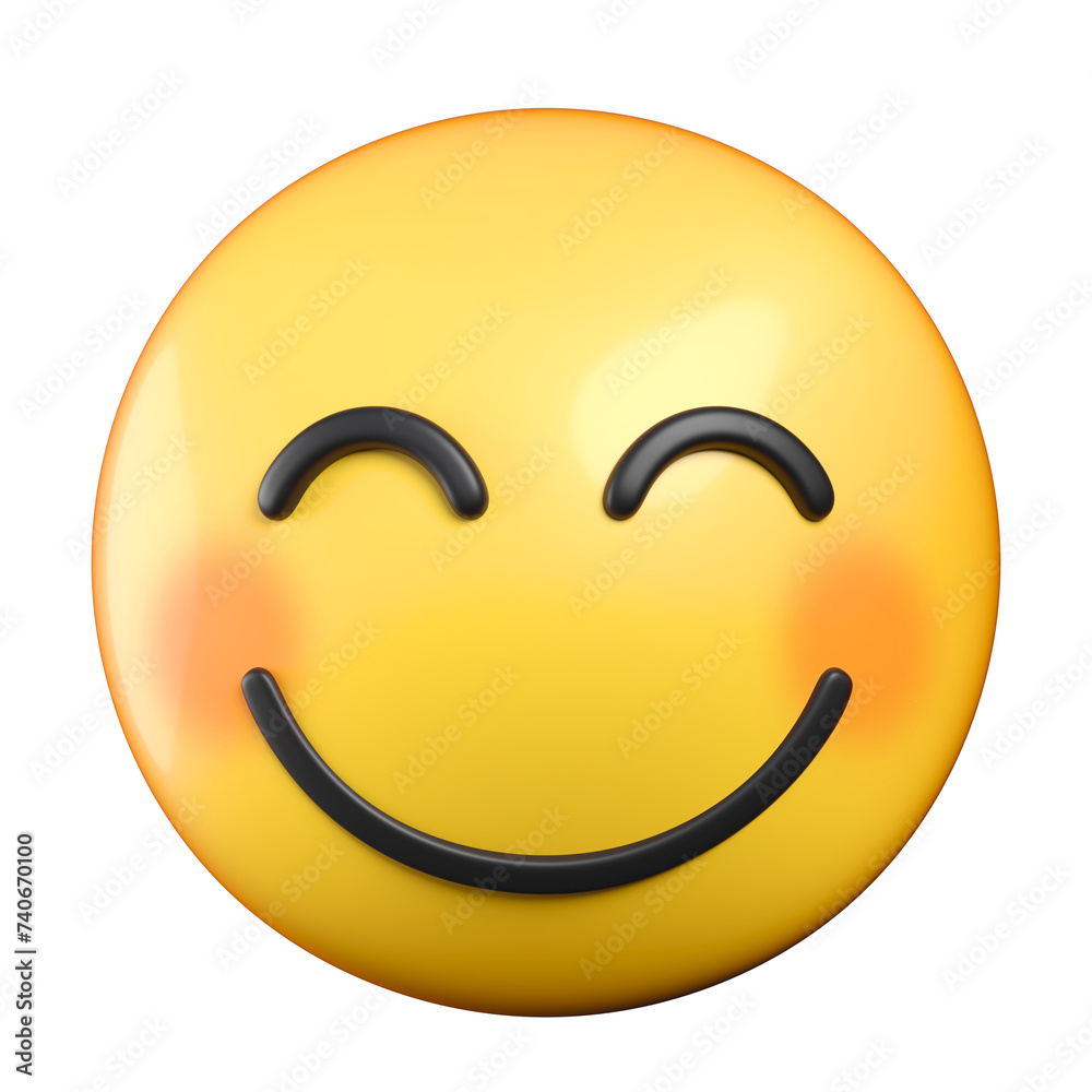 Smiling face with smiling eyes emoticon, blushing face emoticon 3d ...