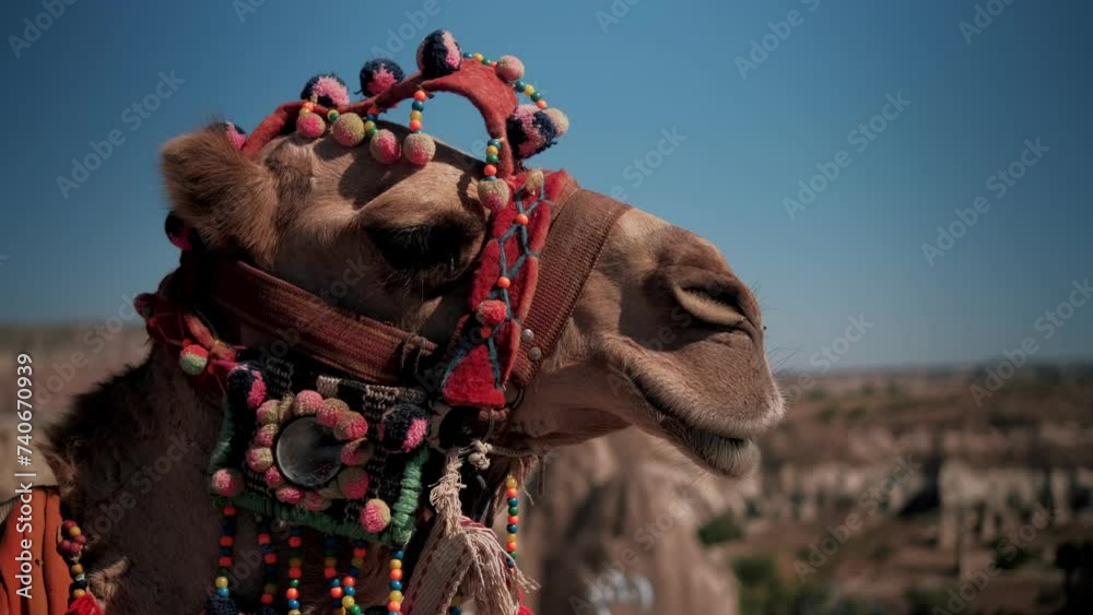 Close up of the camel face. The Arabian camel is the undisputed ...