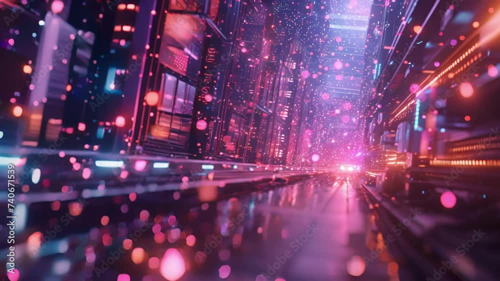 Vidéo Stock A mesmerizing view of glowing data packets floating and ...