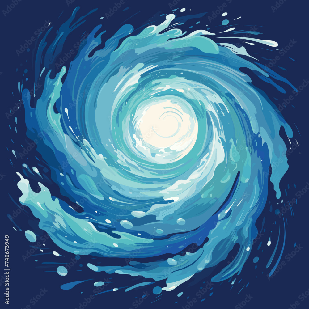 Blue water vortex view from above, whirlpool, vector illustration Stock ...