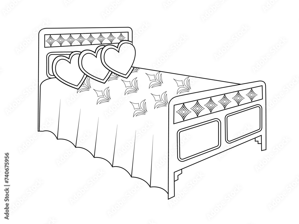 Bed doodle icon in vector. Hand drawn bed icon in vector. Doodle bed ...