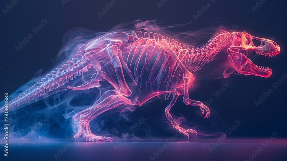 Tyrannosaurus Rex Skeleton in X-ray Photography, Gradient Colors Stock ...