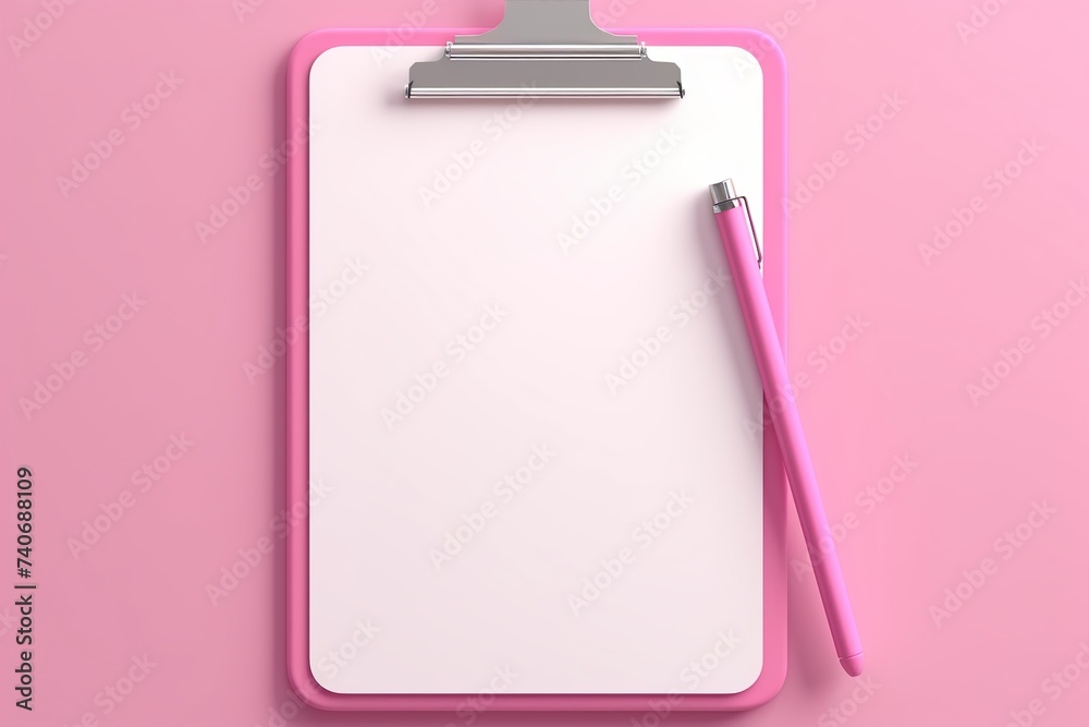 Notepad icon clipboard and pencil on pink background pink color pink ...