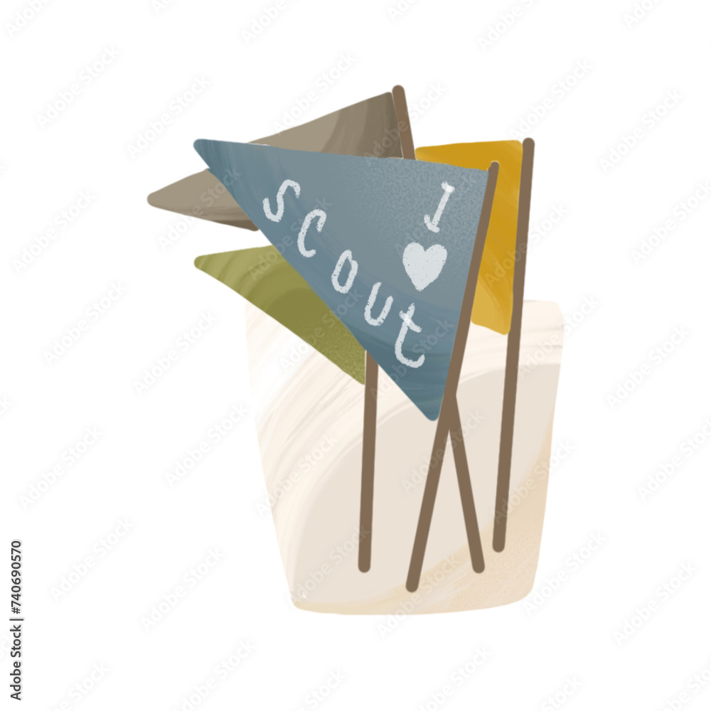 Scout flag illustration. Element for camping, scout or picnic. Suitable ...