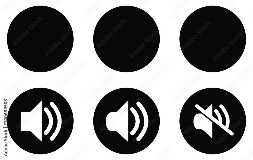 Speaker icon set. volume icon vector. loudspeaker icon vector. Mute and ...