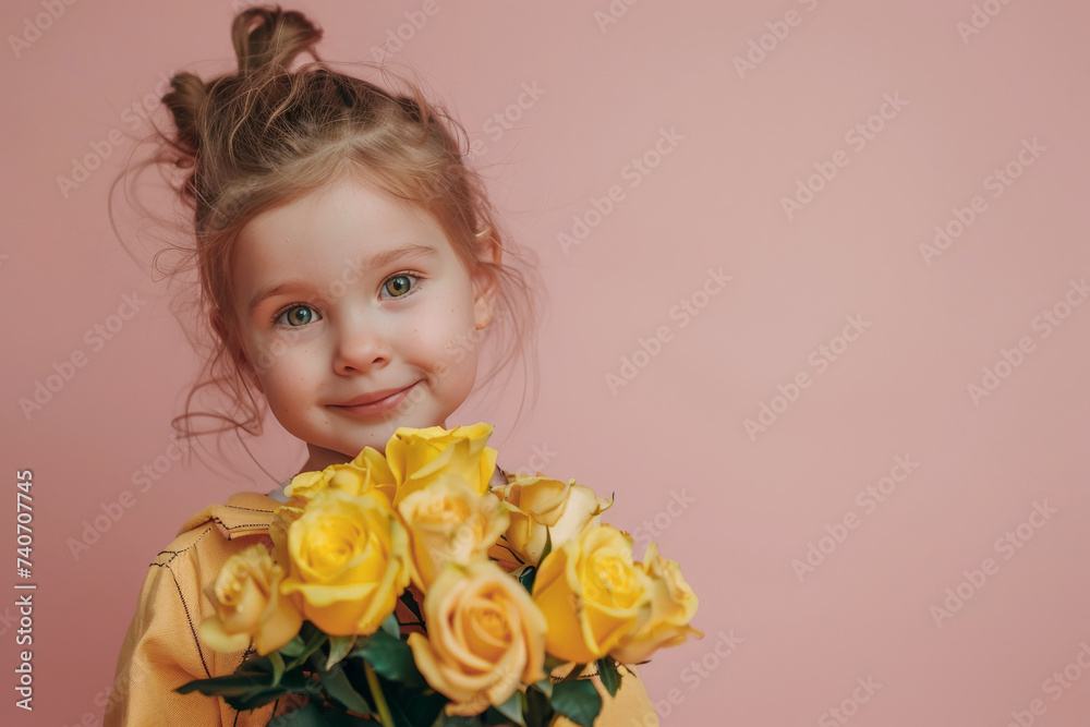 niña rubia de ojos azules sonriente peinada con el pelo recogido ...