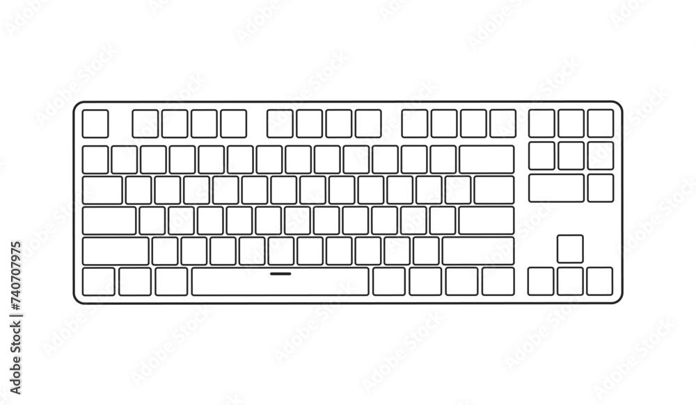 TKL Ten key less outline PC Mechanical Keyboard black outline in ...