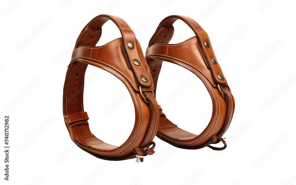 Two brown leather dog harnesses lay side by side on a flat surface. on ...