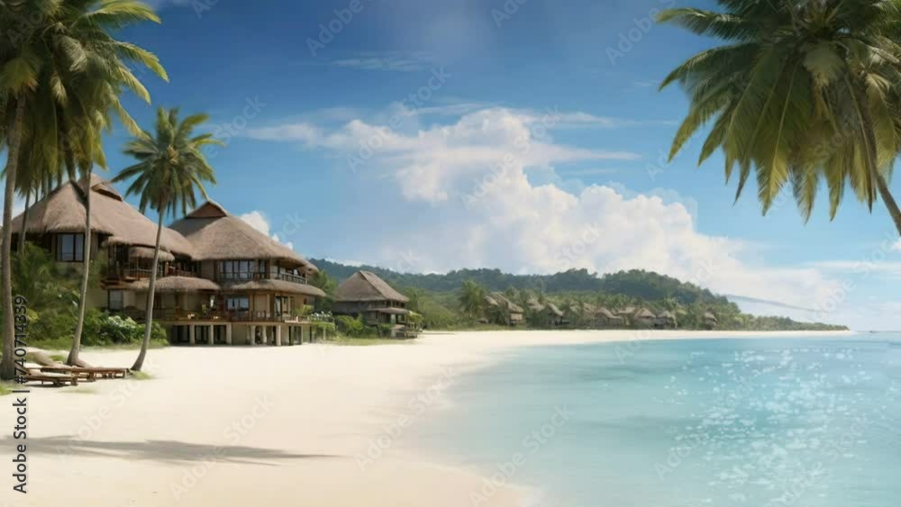 Beautiful nature beach landscape animated background .Beach with palm ...