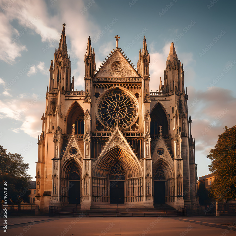 Majestic Gothic Cathedral Under a Dramatic Sky: A Glorious Example of ...