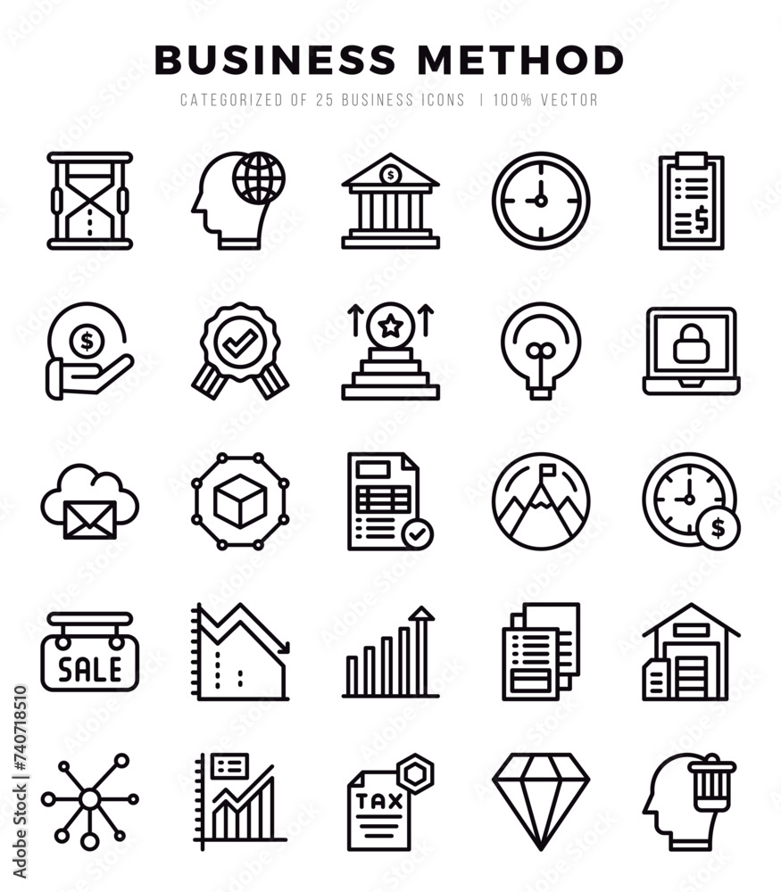 Business Method Lineal icons collection. 25 icon set in a Lineal design ...