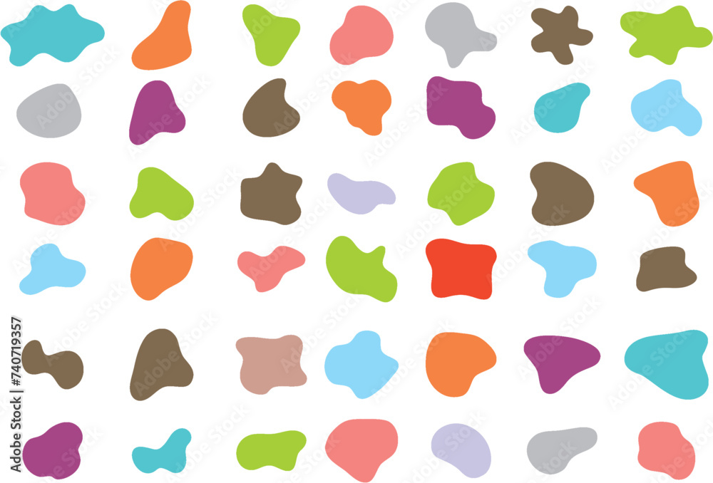 Collection of fluid dynamic shapes. Pebbles like abstract liquid shapes ...