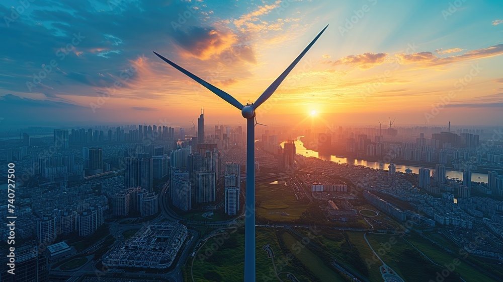 Urban Skyline: Against the backdrop of a bustling city skyline, a sleek ...