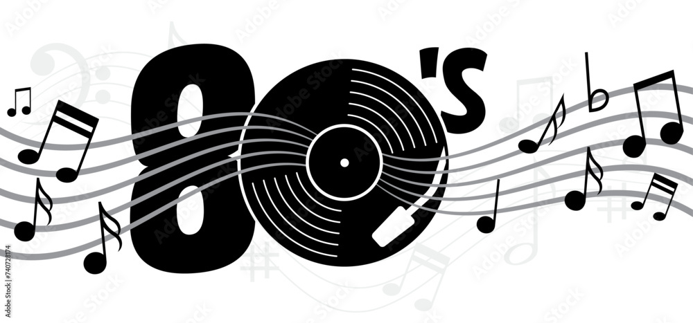 Musical notes stave line pattern symbol icon for staff and music note ...